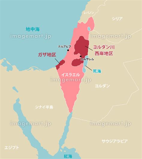 パレスチナ問題 イスラエル・パレスチナ・ガザ地区 ベクターマップイラスト 232318804 イメージマート