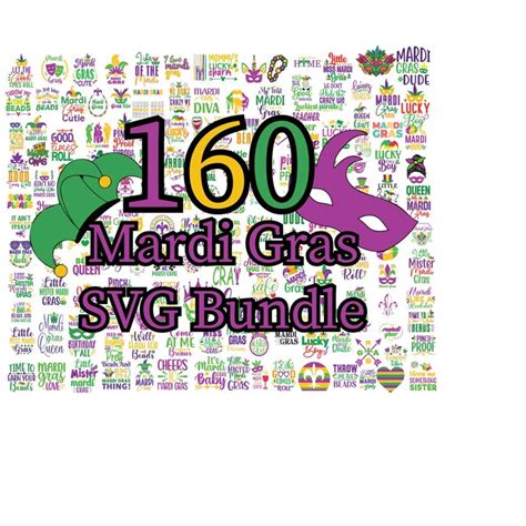 160 Mardi Gras Svg Bundle Mardi Gras Clipart Carnival Mask Inspire