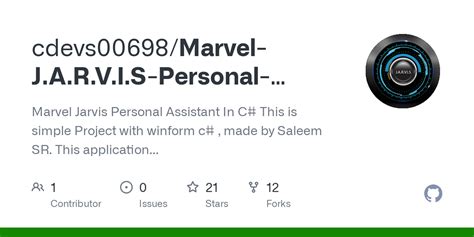 GitHub Cdevs00698 Marvel J A R V I S Personal Assistant Winform C