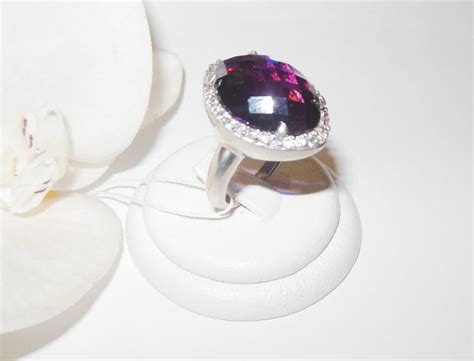 Серебряное кольцо с гидротермальным аметистом нано — цена 1954 грн в каталоге Кольца и перстни