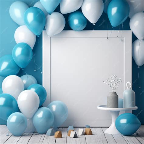 Premium Photo Celebration Blue Background With Balloons And Ts