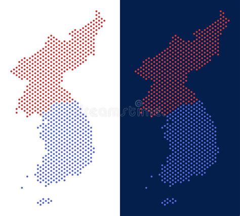 Dot North And South Korea Map Stock Vector Illustration Of Location