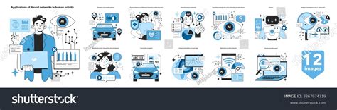 Neural Network Application Human Activity Set Stock Vector Royalty
