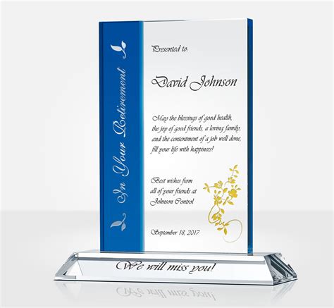 Rectangle Retirement Plaque Diy Awards