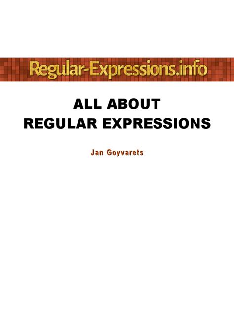 jan goyvaerts all about regular expressions regular