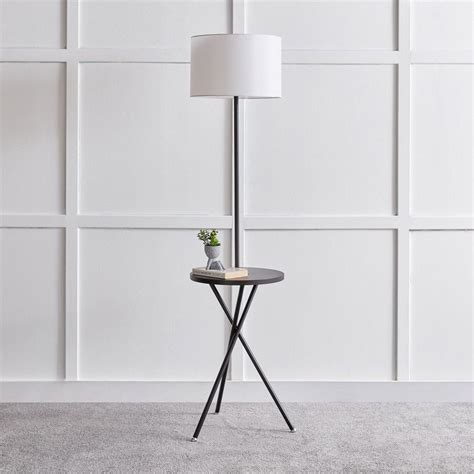 Buy Omega Metal Floor Lamp With Side Table And Fabric Shade 37x163 Cm
