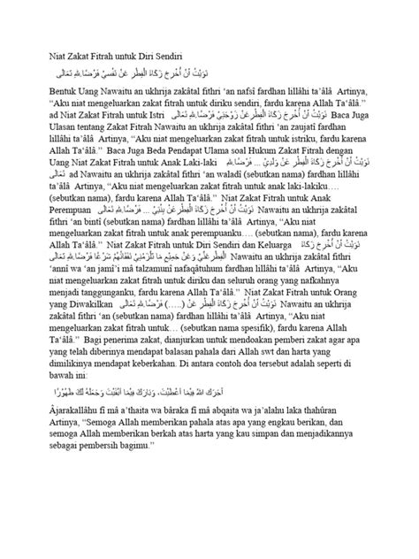 Niat Zakat Fitrah Untuk Diri Sendiri Pdf Memasak Makanan And Anggur