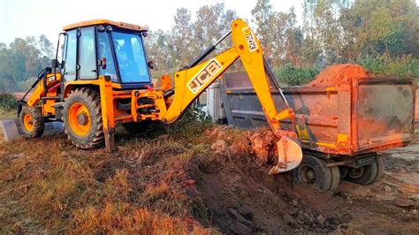 JCB Dx Backhoe Mashine Loading Mud In Ashok Leyland Trucks YouTube