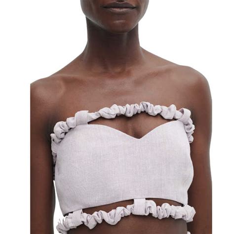 Ganni Strapless Hemp Crop Top Ltlilac Garmentory