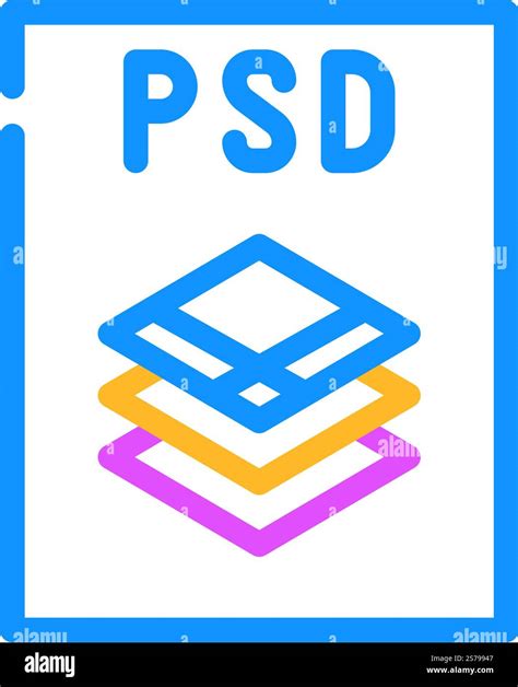 Psd File Format Document Color Icon Vector Psd File Format Document Sign Isolated Symbol