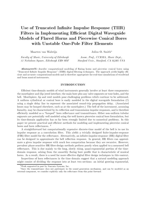 pdf use of truncated infinite impulse response tiir filters in