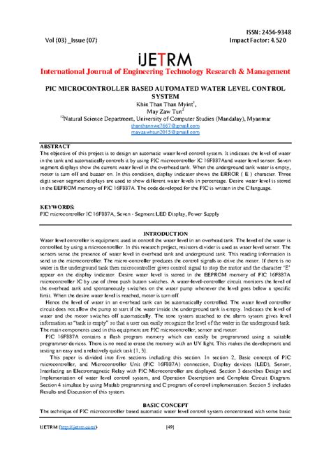 Pic Microcontroller Based Automated Wate Vol 03 Issue 07 Impact Factor 4 International