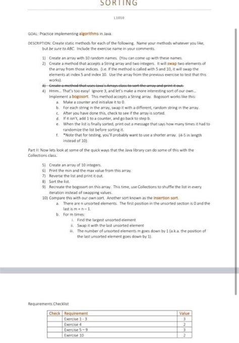 Solved GOAL Practice Implementing Algorithms In Java Chegg
