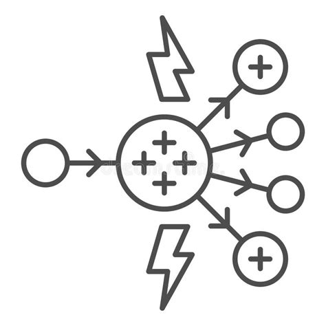 Radioactive Chain Atom Reaction Thin Line Icon Atomic Energy Concept Vector Graphics Stock