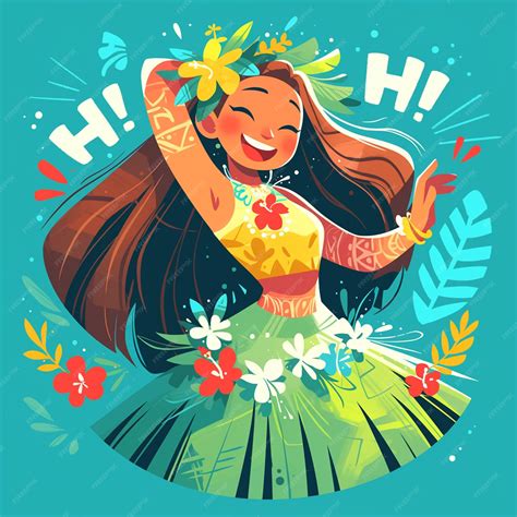 Pacific Islander Girl In Her 40s Teaching Hula Dancing Premium Ai