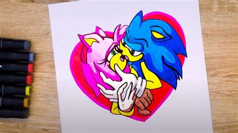How To Draw Amy Rose And Sonic KISS Draw Amy Rose And Sonic Easy