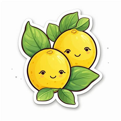 Premium Photo Cartoon Lemons With Leaves On A White Background