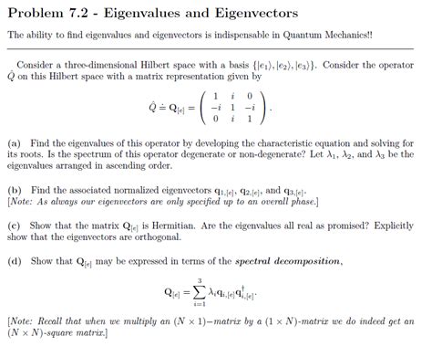 Solved Problem Eigenvalues And Eigenvectors The Chegg Com