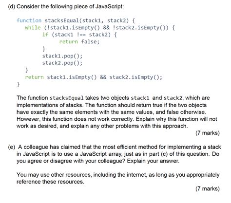 Solved D Consider The Following Piece Of Javascript Chegg