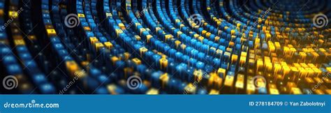 Blue Yellow Matrix Numbers Style Background Generative Ai Stock
