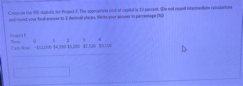 Solved Compute The NPV Statistic For Project Y If The Chegg Com