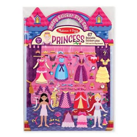 Melissa And Doug Puffy Sticker Set Princess 67 Reusable Stickers