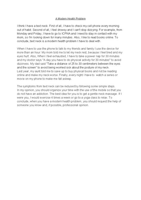 Writting 1 A Modern Health Problem I Think I Have A Text Neck First