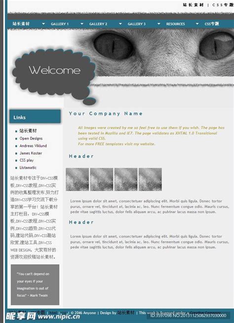 艺术猫眼网页模板设计图中文模板 Web界面设计设计图库昵图网