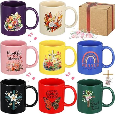 Maxdot 8 Pieces Christian Coffee Mugs 12oz Christian Coffee