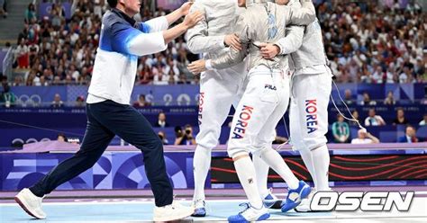 사진 대한민국 남자 펜싱 사브르 프랑스 꺾고 결승 진출 감격