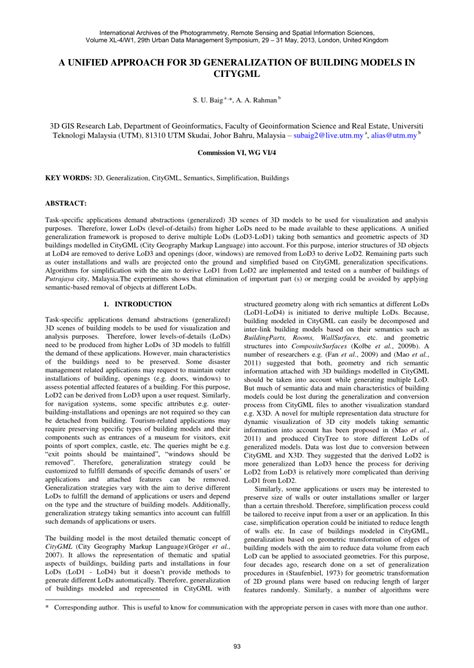Pdf A Unified Approach For 3d Generalization Of Building Models In