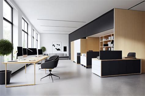 Premium AI Image Modern Openspace Office With Sleek Furniture And