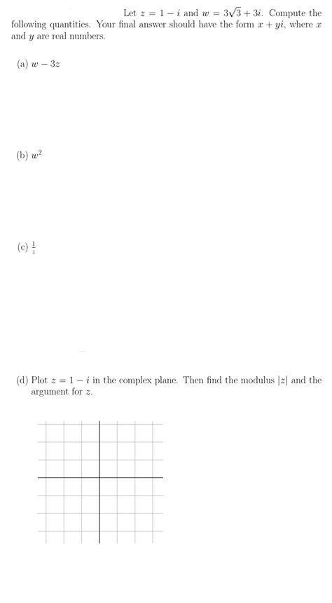 Solved Let Z I And W I Compute The Following Chegg