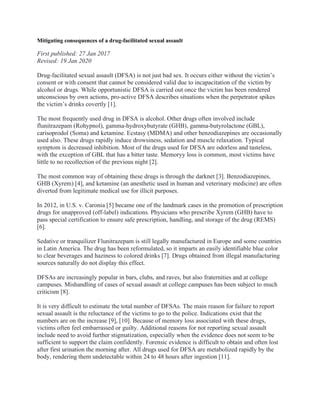 Mitigating Consequences Of A Drug Facilitated Sexual Assault Pdf