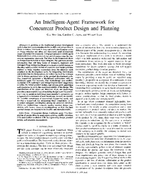 Pdf An Intelligent Agent Framework For Concurrent Product Design And Planning