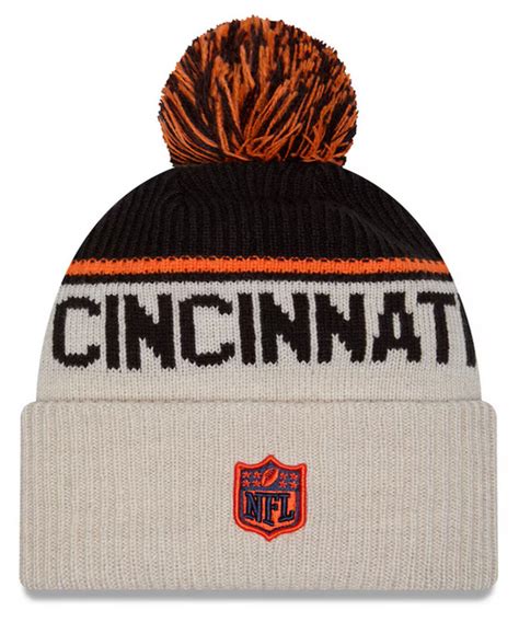 Cincinnati Bengals 2023 Nfl Sideline Historic Pom Cuffed Knit Beanie Hat