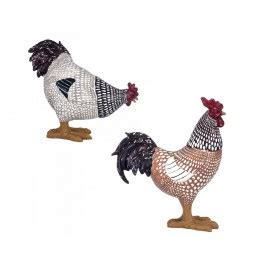 Set Poule et Coq en résine Design ludique et coloré H 26 cm Coq