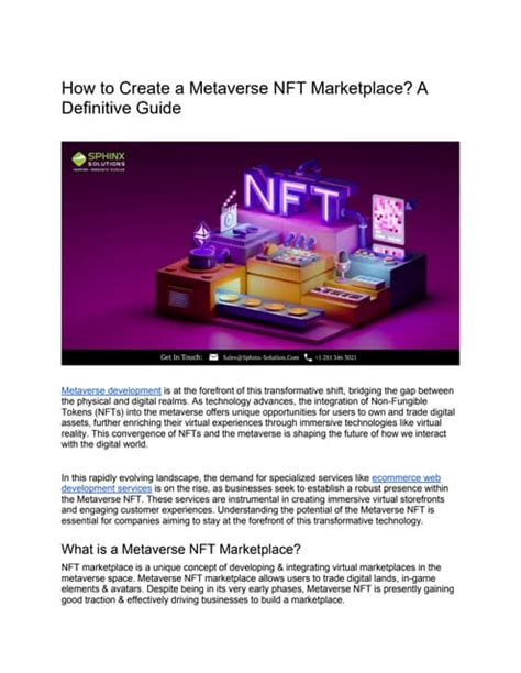 How To Create A Metaverse Nft Marketplace A Definitive Guide 1pdf