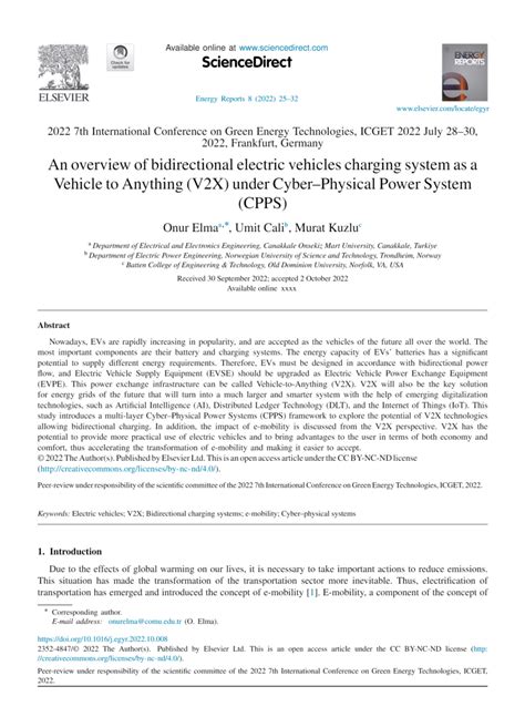 Pdf An Overview Of Bidirectional Electric Vehicles Charging System As