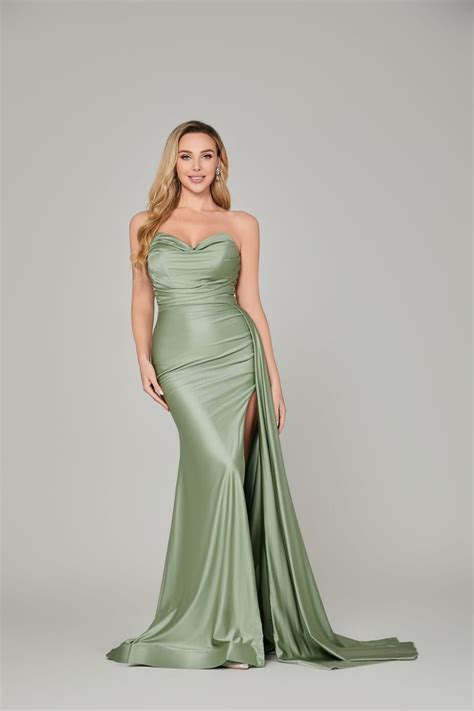 Sage Green Strapless Satin Corset Prom Dress Sienna Cargo Clothing