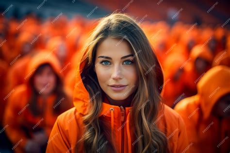 Premium Ai Image Dutch Female Football Soccer Fans In A World Cup
