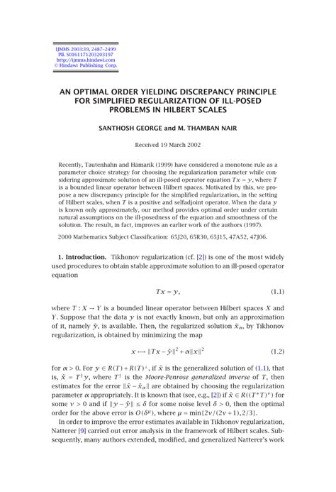 Pdf An Optimal Order Yielding Discrepancy Principle For Simplified