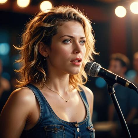 Wild Rocker Woman Singing On Stage Premium Ai Generated Image