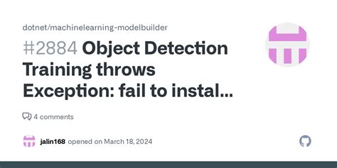 Object Detection Training Throws Exception Fail To Install Runtime · Issue 2884 · Dotnet