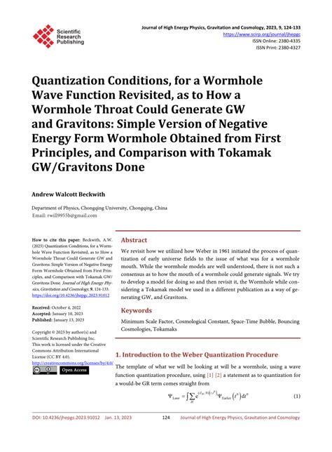 Pdf Quantization Conditions For A Wormhole Wave Function Revisited