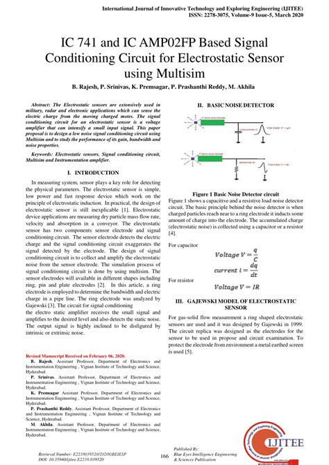 PDF IC And IC FP Based Signal Conditioning Circuit For Electrostatic Sensor Using