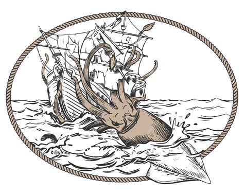Octopus Attacking Ship Drawing