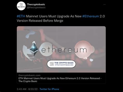 08222022 Eth Mainnet Users Must Upgrade As New Ethereum 20