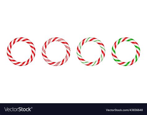 Christmas Candy Cane Circle Frame With Red Vector Image