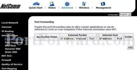 Netcomm NB6W Router Port Forwarding